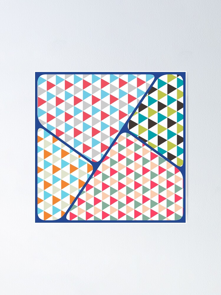 "Rounded Polygon Shaped Triangle Patterned Collage Samples with dark ...