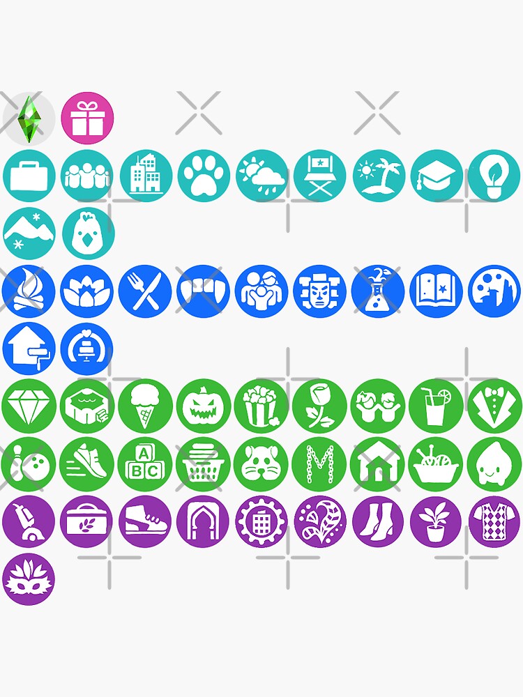 "sims 4 all pack icons" Sticker for Sale by moonlighthemm | Redbubble
