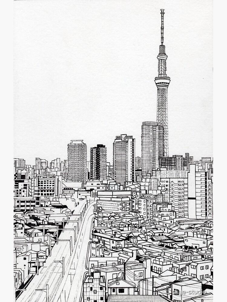 "Tokyo Japan Sketch Cityscape Art" Poster for Sale by skye-studio ...