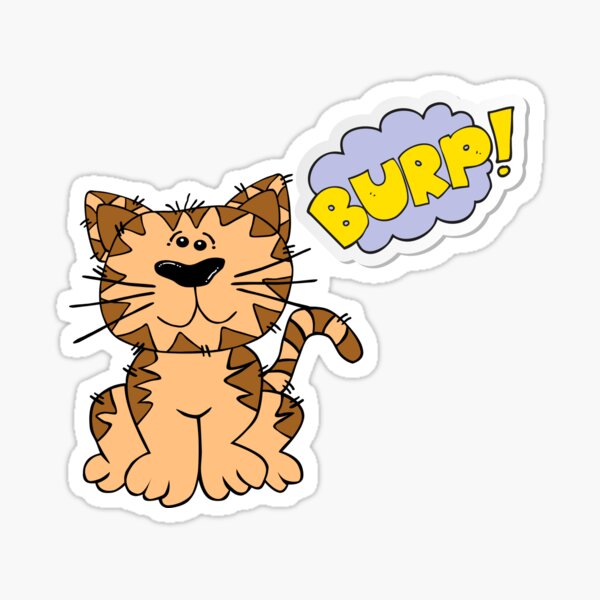 "Tiger Cat Burp" Sticker by cartoon-stories | Redbubble