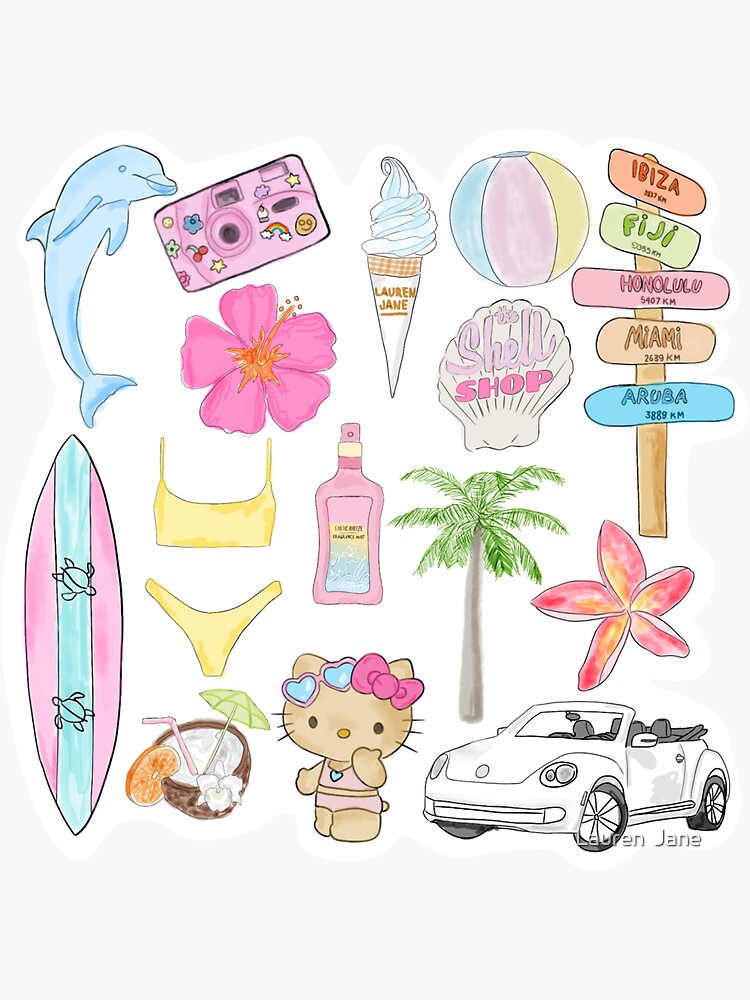"coconut girl mood board " Sticker by itgirllj | Redbubble