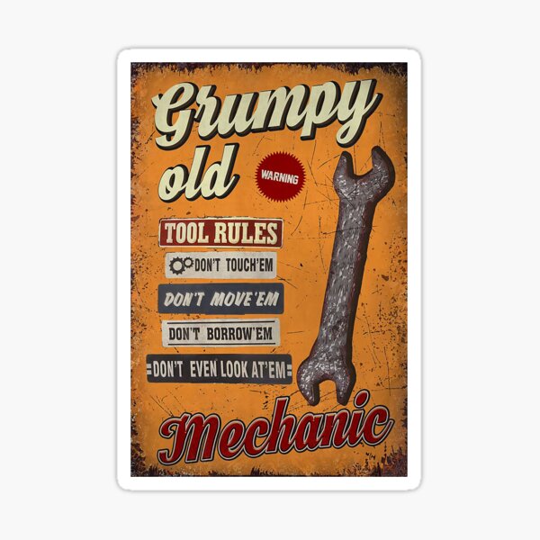 "Mechanic Grumpy Old" Sticker for Sale by BizarreHip85 | Redbubble