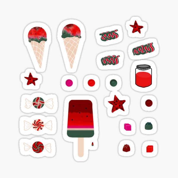 "Watermelon Sweet Summer Aesthetic Sheet" Sticker by LochNestFarm ...