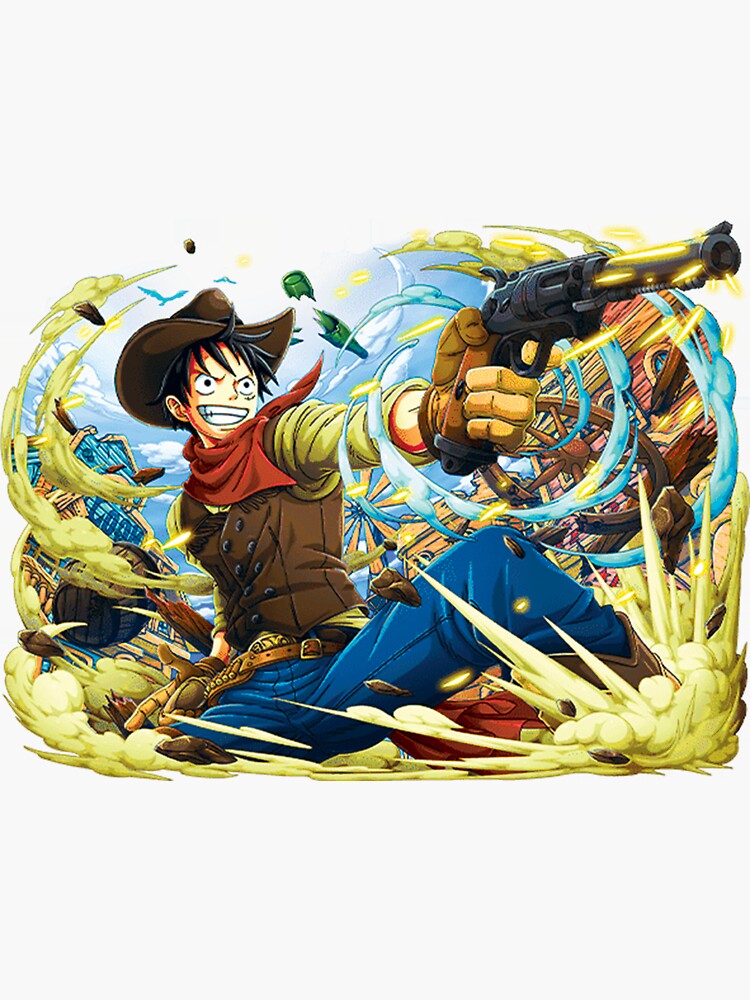 "Cartoon luffy cowboy" Sticker for Sale by Starlashop | Redbubble