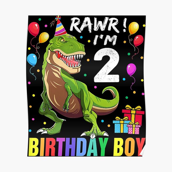 "Rawr Im 2 Birthday Boy Kids 2 Year Old 2nd Birthday Boy T Rex Dinosaur ...