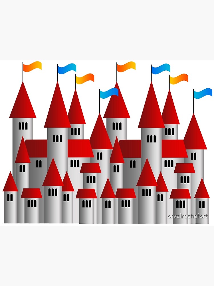 "medieval castle towers flags" Poster for Sale by orvalrochefort ...