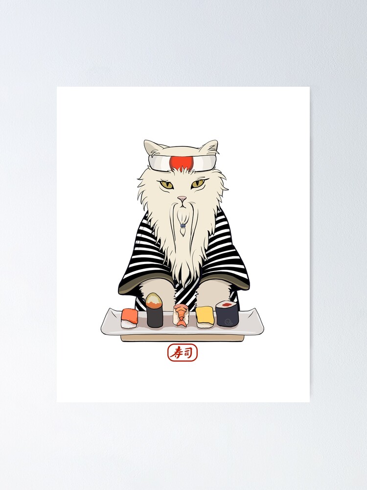 "Japanese Sushi Cat - Traditional Asian Art" Poster for Sale by ...