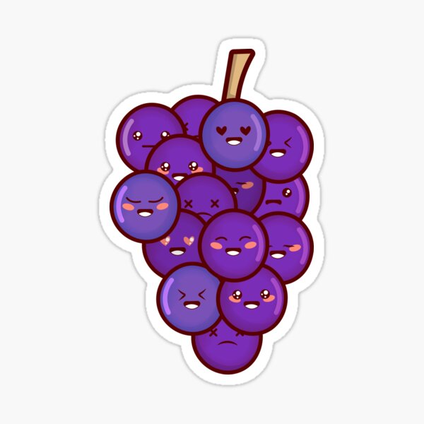 "Kawaii Grapes - For Grapes Lovers" Sticker by KawaiSticker | Redbubble