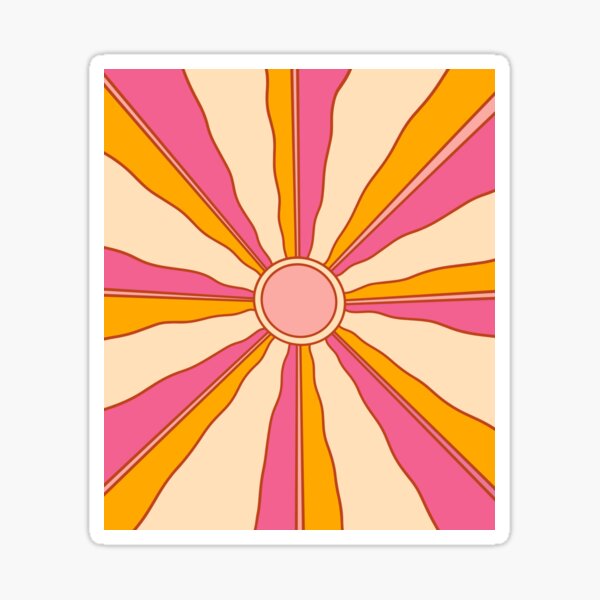 "Pink 60s Trippy Sunshine" Sticker by MaiZephyr | Redbubble