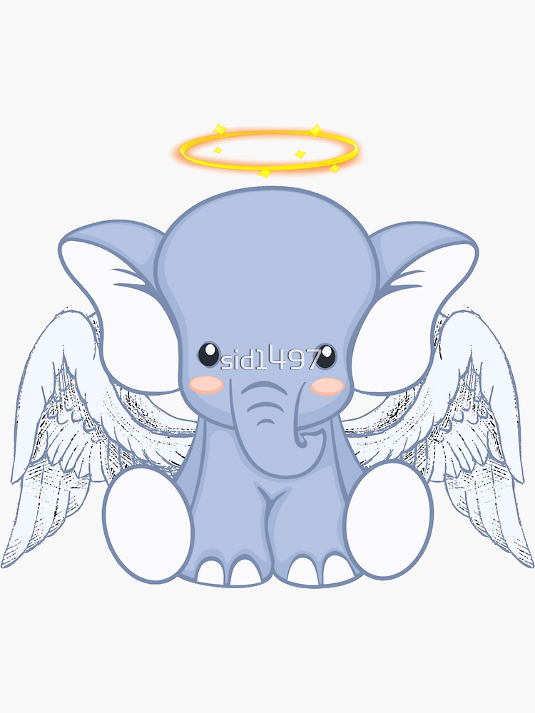 "Cute angel elephant " Sticker for Sale by sid1497 | Redbubble