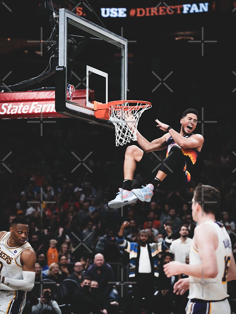 "Devin Booker 1 Posterized Dunk" Sticker by MaricelaPadron | Redbubble