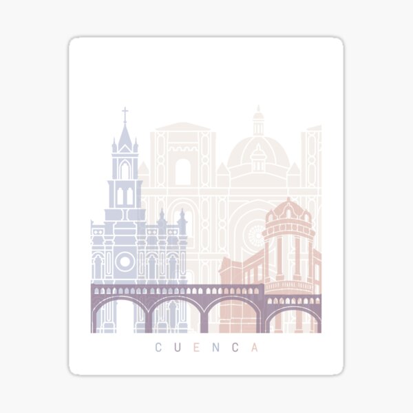 " CUENCA EC SKYLINE POSTER PASTEL" Sticker by paulrommer | Redbubble