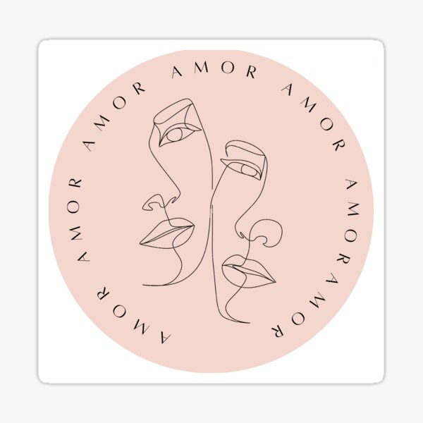 "Amor Love Faces Line-Work" Sticker by jasminemegane | Redbubble