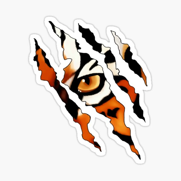 "Fearless Tiger Cat Eye Claw Silhouette Sticker" Sticker by ...