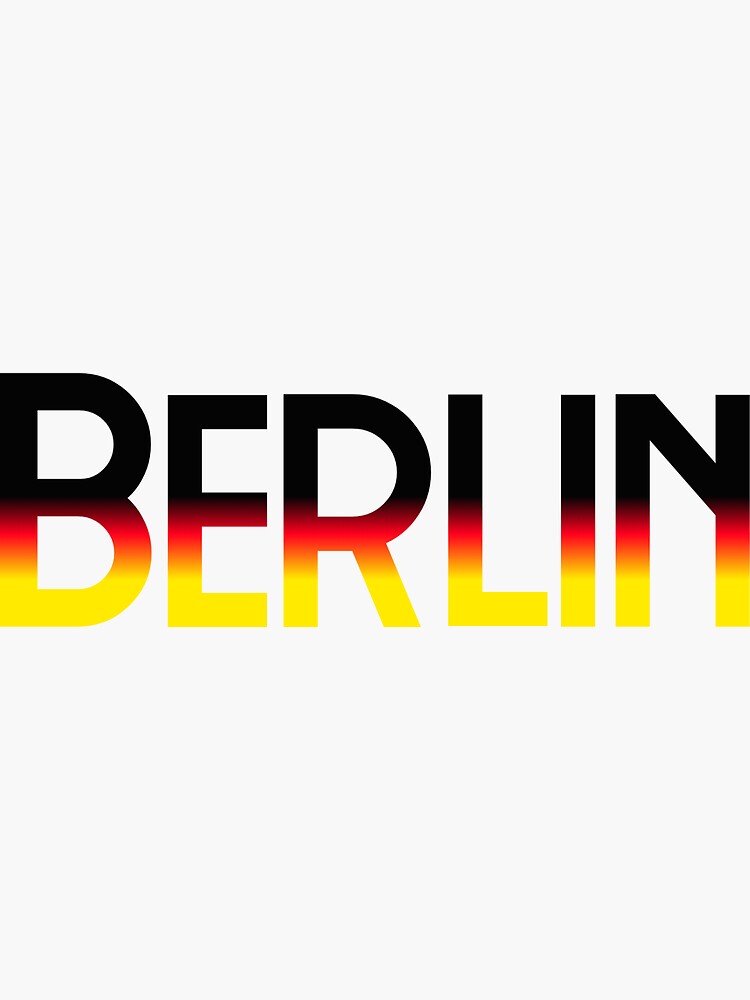 "Berlin word art in German flag colours (black, red, yellow) " Sticker ...