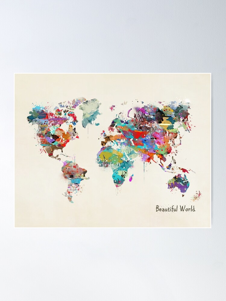 Beautiful World Map Poster Poster A Beautiful Illuminated World Map