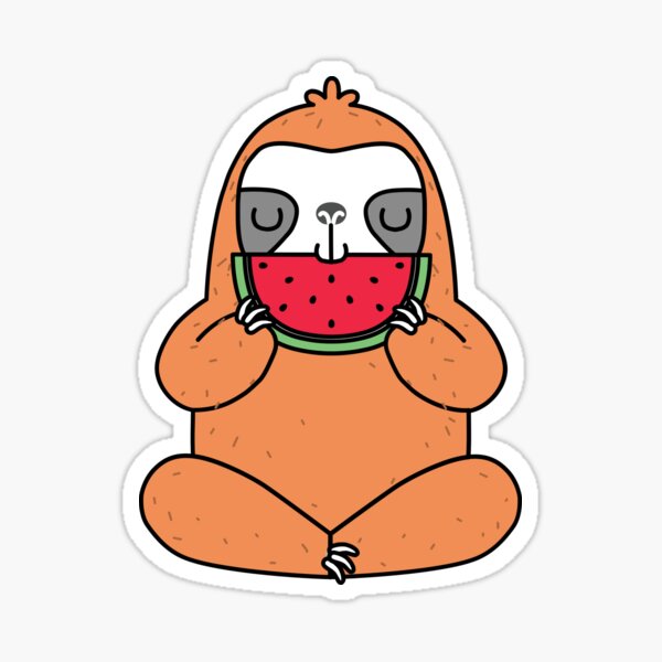 "Sloth Eating Watermelon | Animals With Food Designs" Sticker by ...