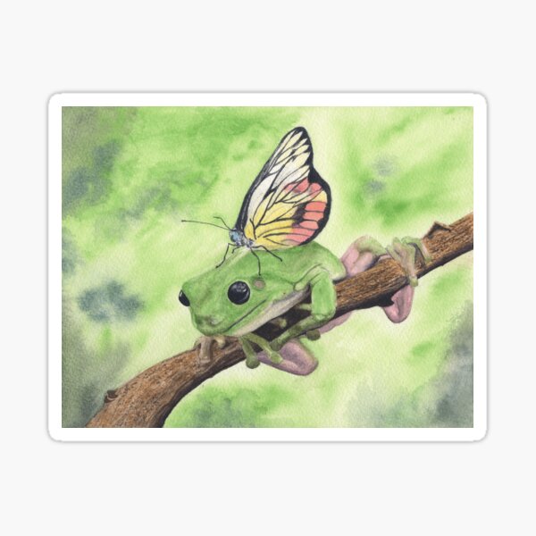 "Frog and Butterfly " Sticker for Sale by HeartwoodStudio | Redbubble