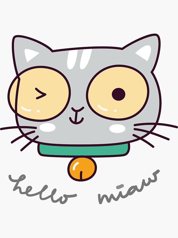 "Meow Hello" Sticker by Maikosu | Redbubble