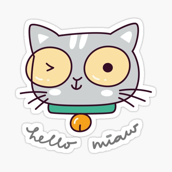 "Meow Hello" Sticker by Maikosu | Redbubble