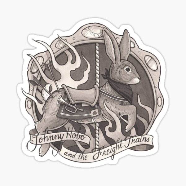 "JOHNNY HOBO AND THE FREIGHT TRAINS" Sticker by Cathryntkowski | Redbubble