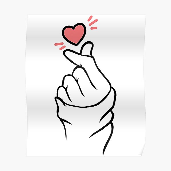 "Korean Heart Fingers K Pop Heart Hand Sign" Poster by fultond | Redbubble