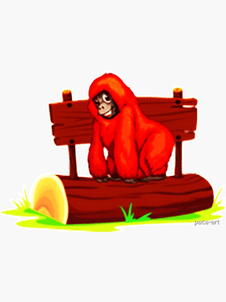 "cute gorilla standing on a trunk" Sticker by paca-art | Redbubble