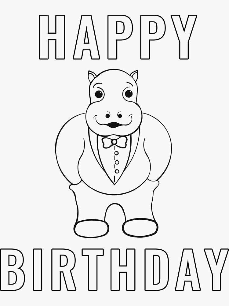 Pegatina «¡Colorea tu propio Hip Hippo de feliz cumpleaños!» de ...