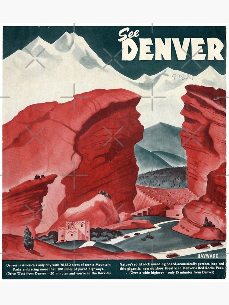 "Denver Vintage Travel Poster" Sticker by Travel-Posters | Redbubble