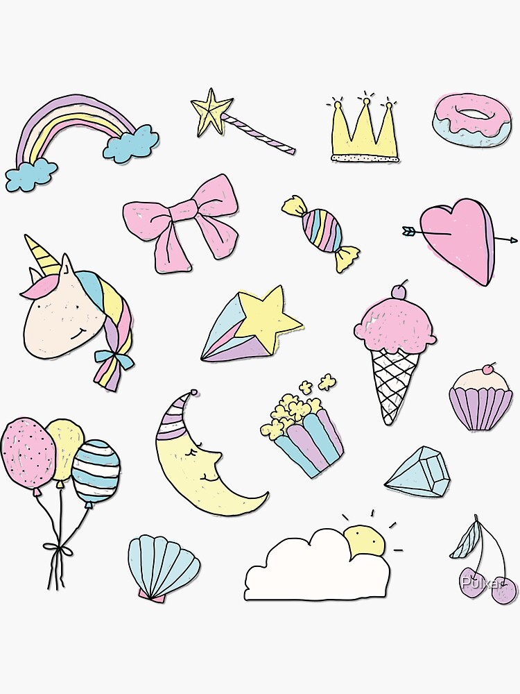 "set of girly stickers" Sticker for Sale by Pulxar | Redbubble
