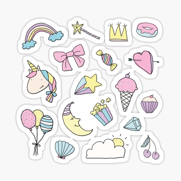 "set of girly stickers" Sticker for Sale by Pulxar | Redbubble