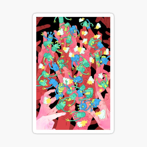 "Finger Puppet Fight " Sticker for Sale by ceechow | Redbubble