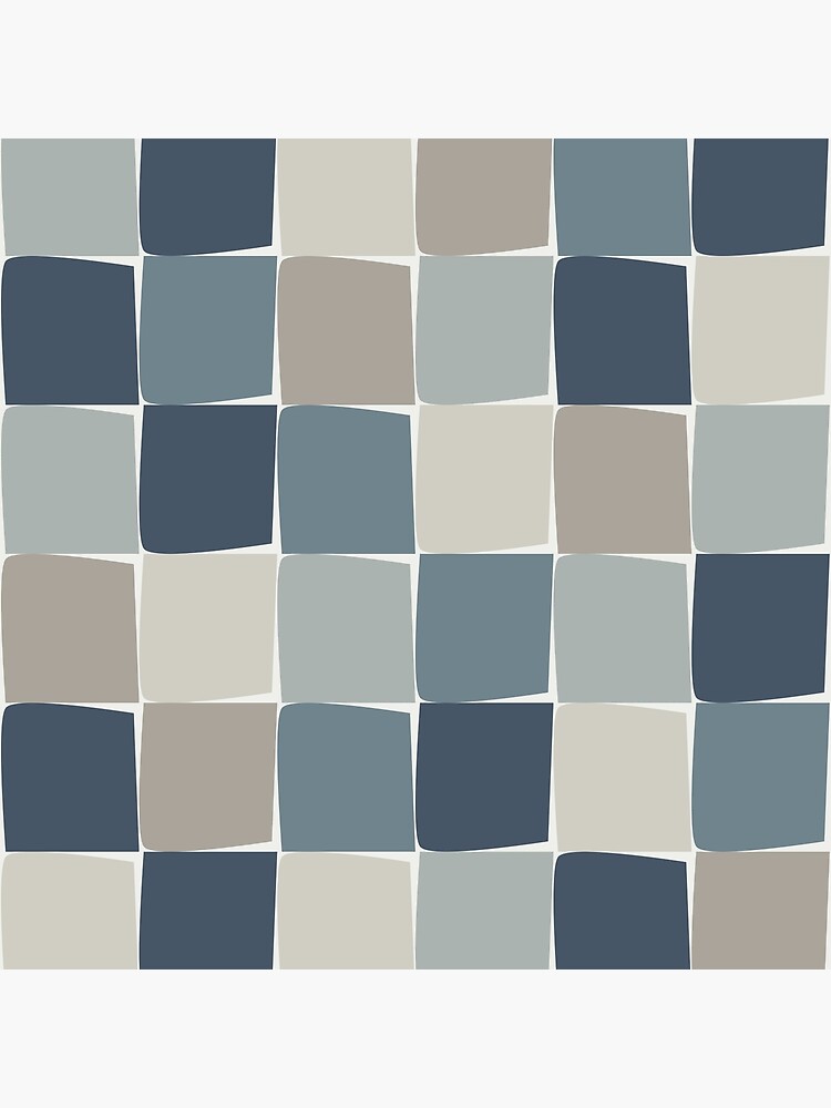 "Flux Midcentury Modern Check Grid Pattern in Neutral Blue Grey Tones ...