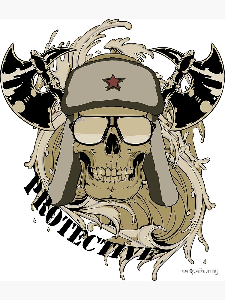 "Soviet Skull Protective with axe" Poster for Sale by senpaibunny ...