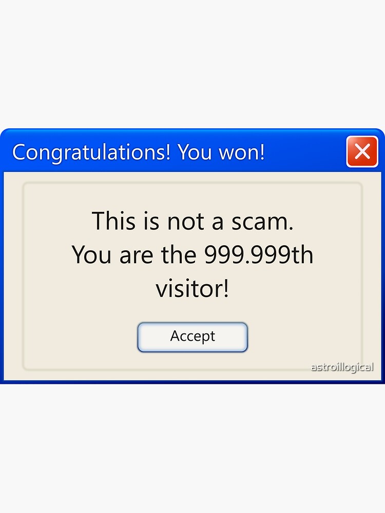 "congratulations! you won!" Sticker for Sale by astroillogical | Redbubble