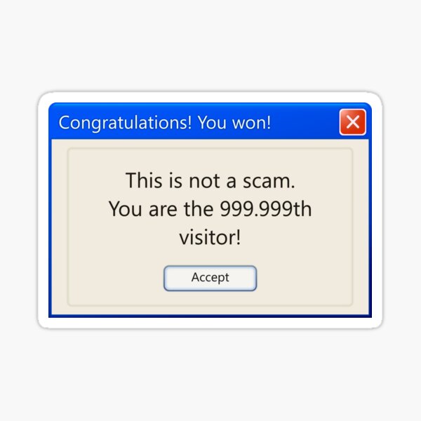 "congratulations! you won!" Sticker for Sale by astroillogical | Redbubble