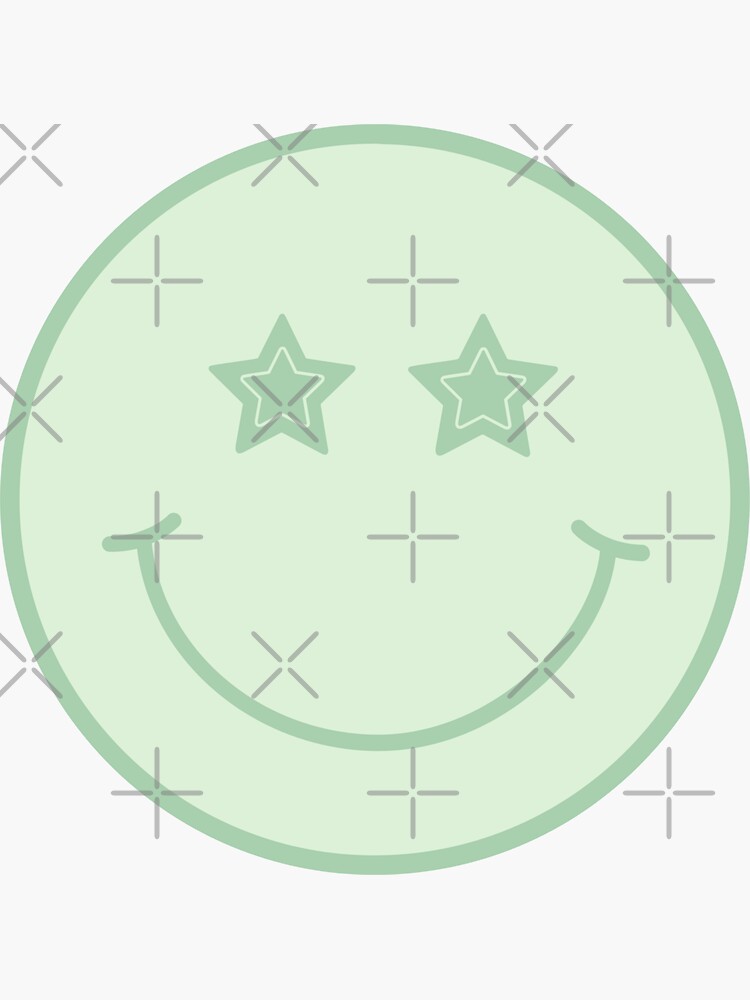 "Preppy Aesthetic Smiley Face, Sage Green Aesthetic" Sticker by ...