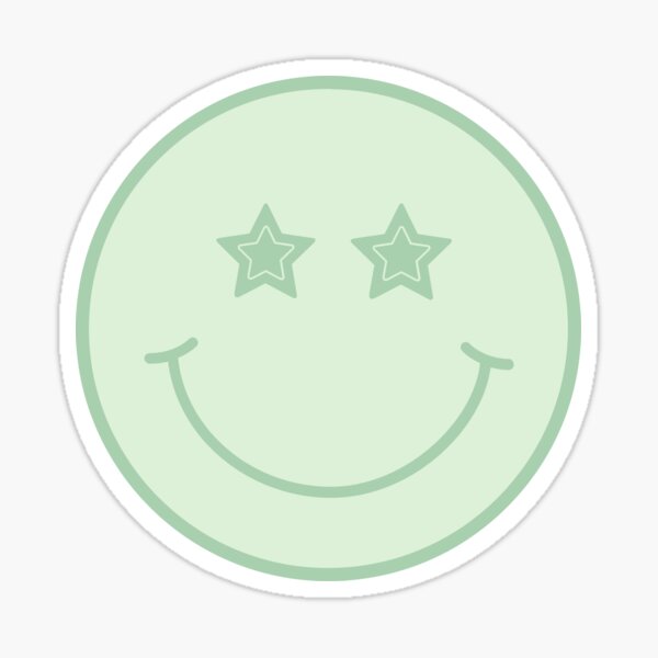 "Preppy Aesthetic Smiley Face, Sage Green Aesthetic" Sticker by ...