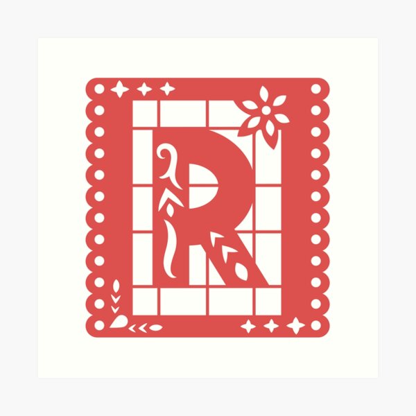 Lámina artística «Letra R Art Nouveau, Papel Picado, Letra R Ornamental ...