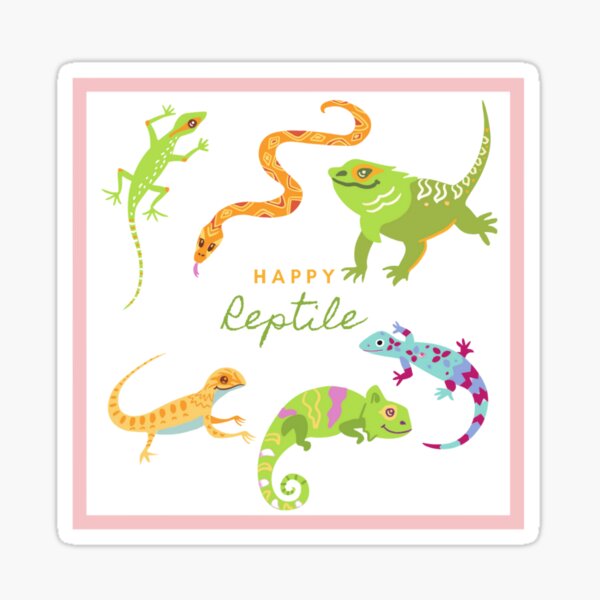 "Smiling friendly cartoon lizard design in pink" Sticker for Sale by ...