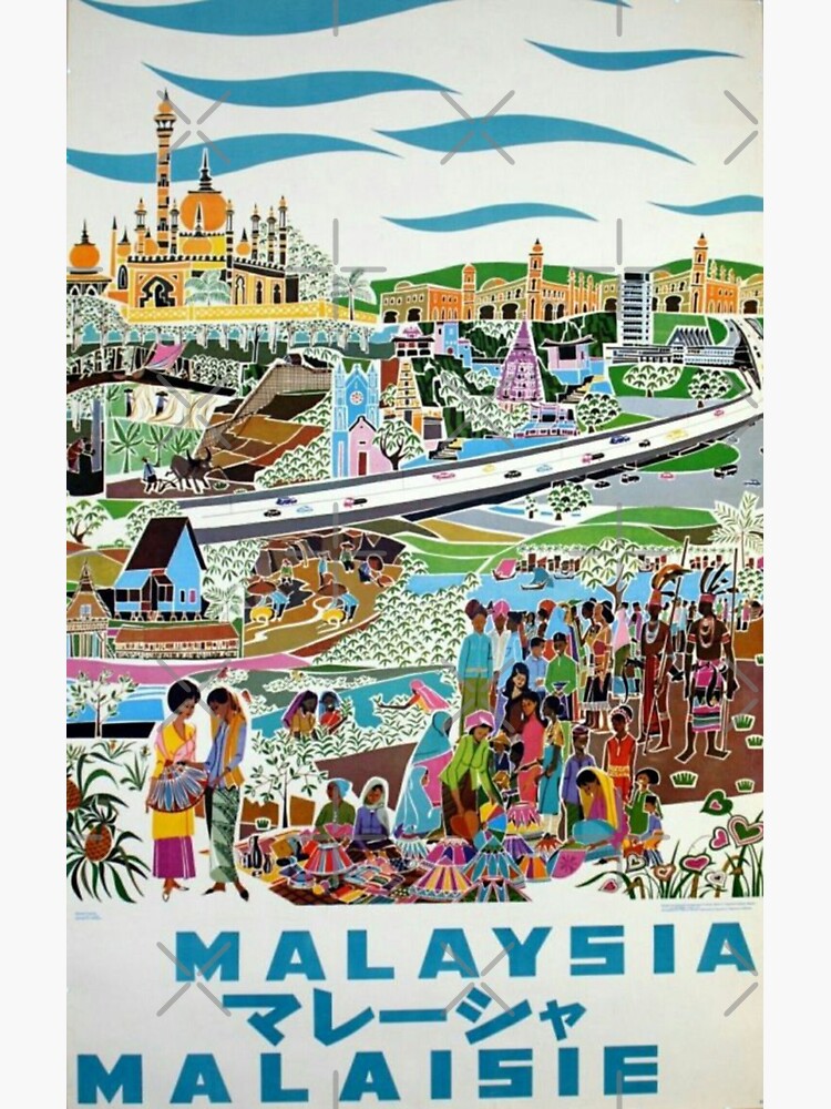 "Malaysia Vintage Travel Poster" Sticker by Travel-Posters | Redbubble