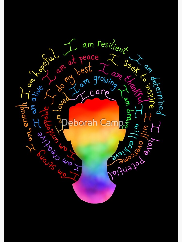 "Rainbow Pride Positive Affirmations Female Silhouette" Poster by ...