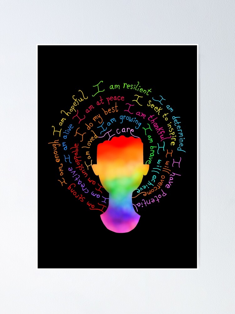"Rainbow Pride Positive Affirmations Female Silhouette" Poster by ...