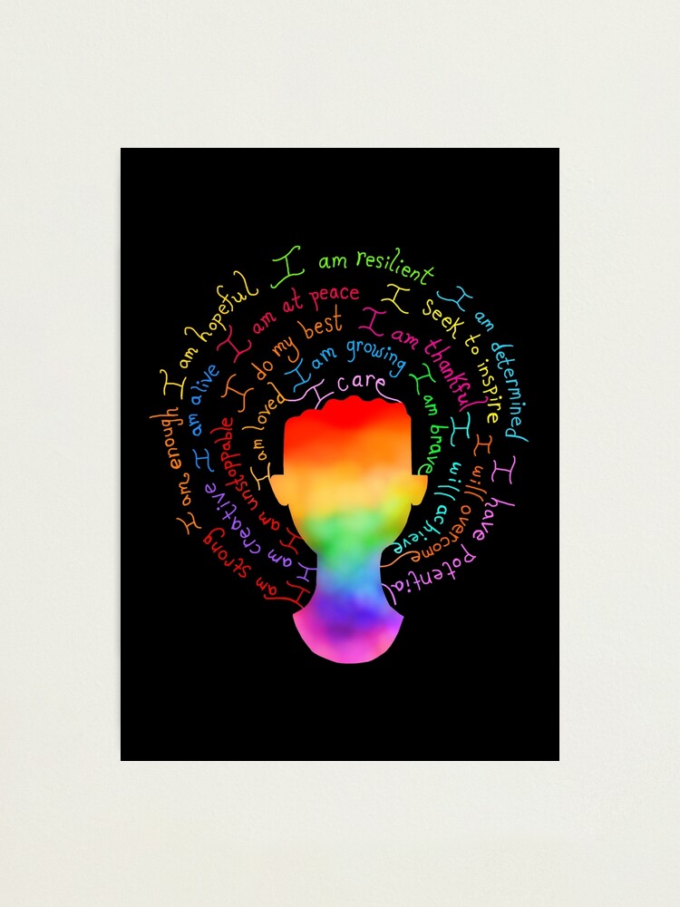 "Rainbow Pride Positive Affirmations Female Silhouette" Photographic ...