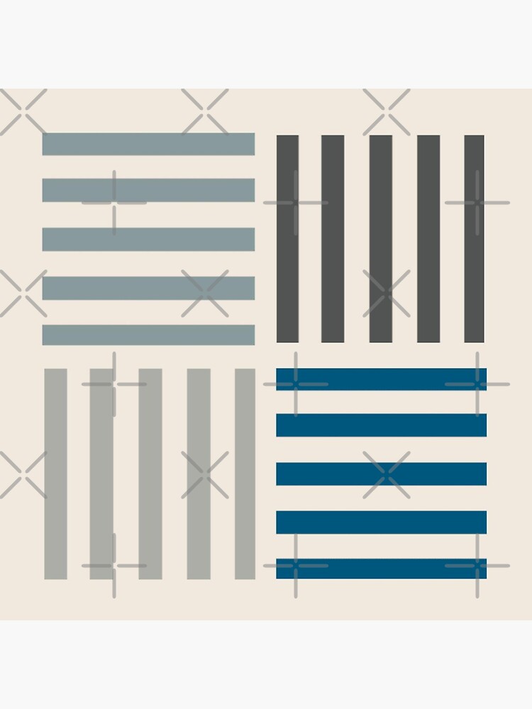 "Checkered Stripes Abstract White, Grey And Blue" Sticker by Pretty ...