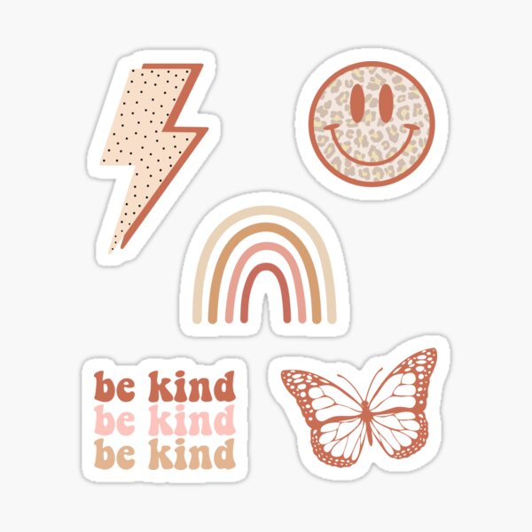 "Cute Aesthetic Boho Sticker Pack | Smiley Face | Rainbow | Butterfly ...