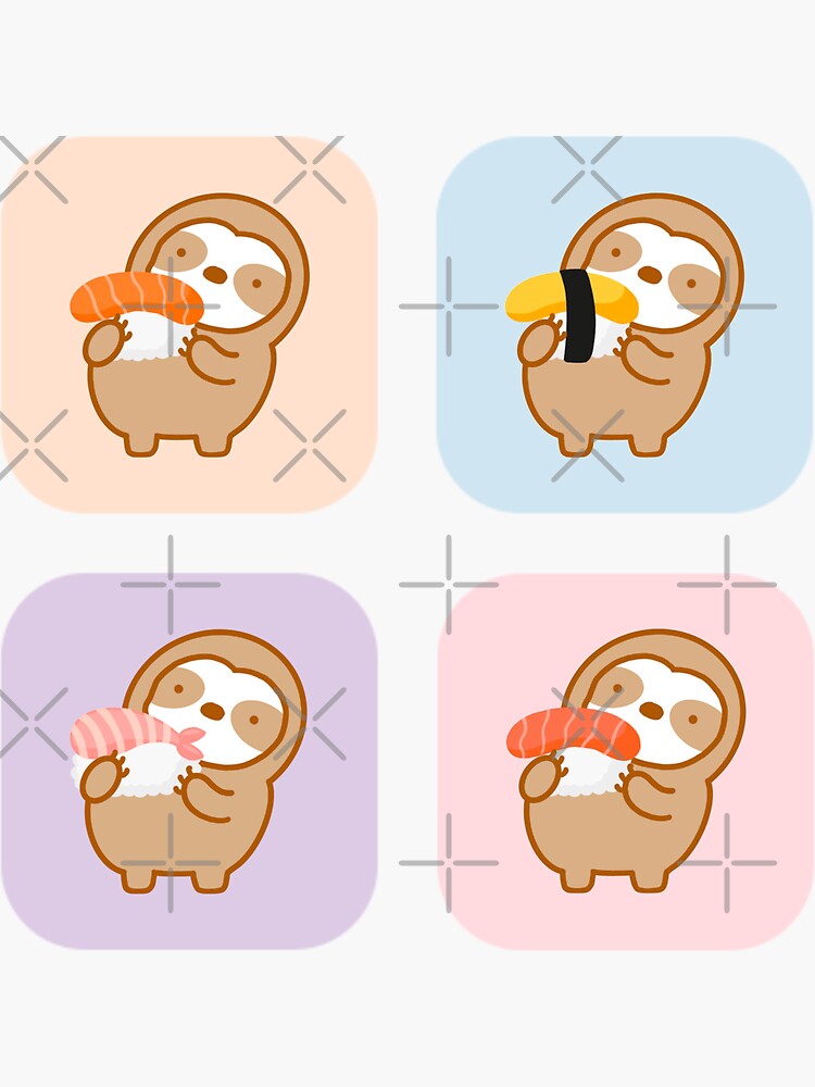 "Cute Sloth Sushi Set " Sticker for Sale by theslothinme | Redbubble