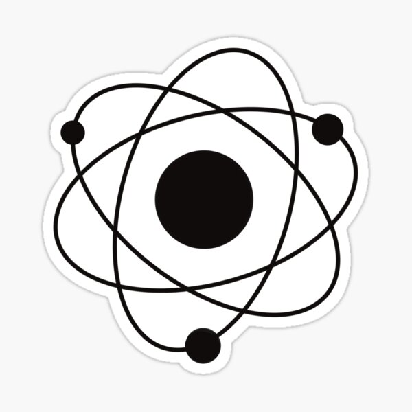 "Quantum black and white design on little atoms background " Sticker ...