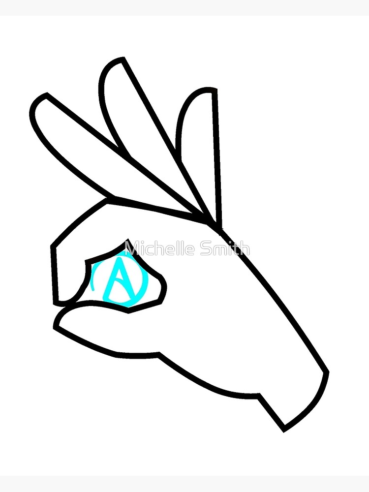 Lámina fotográfica « símbolo de la mano con el símbolo ateo en la O ...