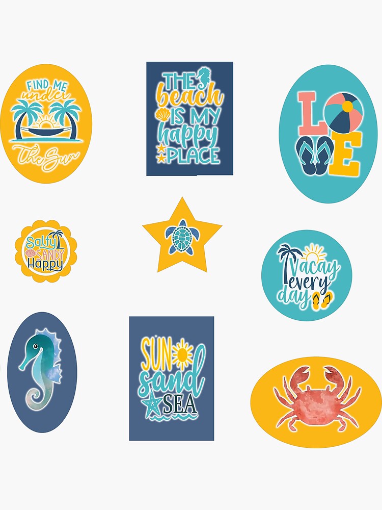 "Summer Salty Sandy Sunny Beach sticker pack" Sticker by jennstore ...